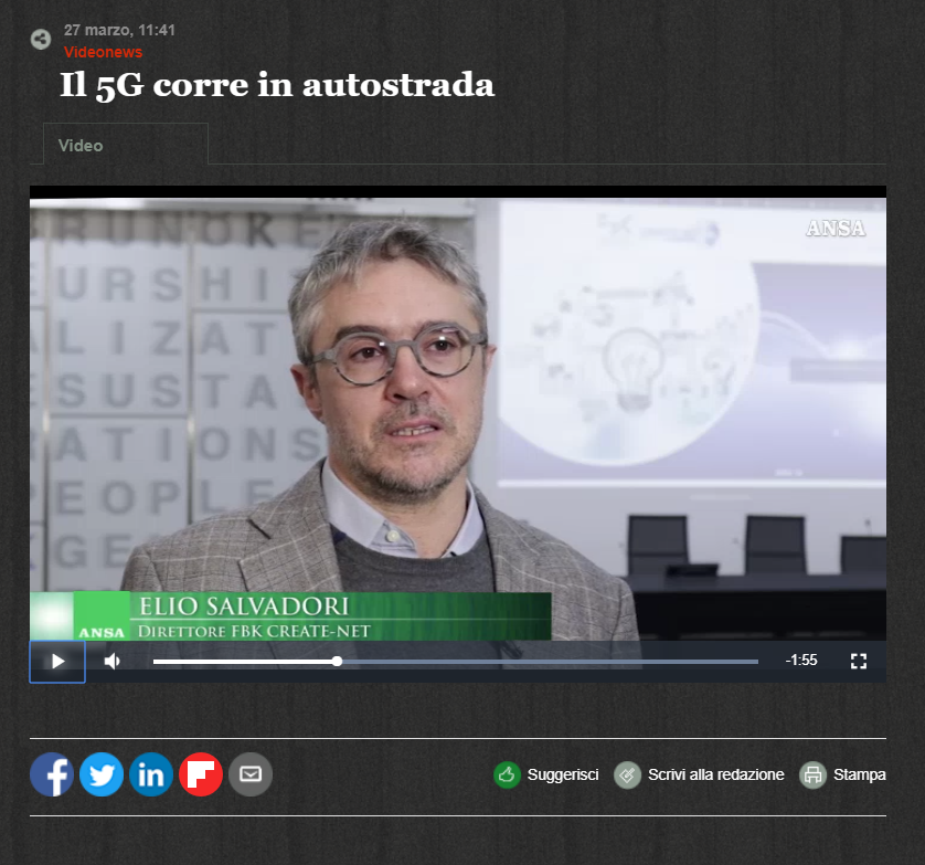 TV REPORT about 5G Carmen - ANSA (National Associated Press Agency) - FBK: CREATE-NET